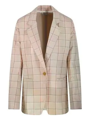 FORTE_FORTE Checked Single-breasted Blazer - Pink
