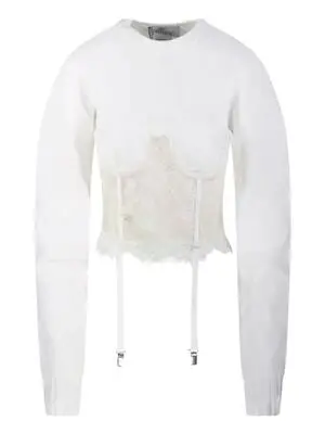 Giuseppe Di Morabito Lace Panel Knit Top - White
