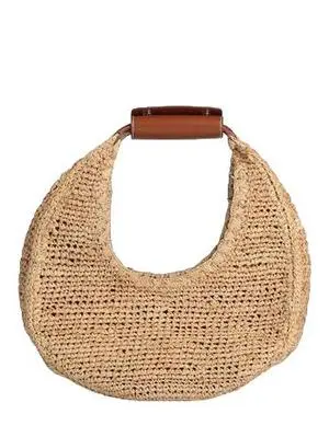Staud Handbag In Raffia And Textile Fibers - Beige