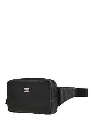 CERRUTI 1881 Textured Leather Belt Bag With Logo - Black
