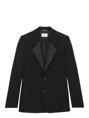 Saint Laurent Wool Satin-detail Tuxedo Jacket - Black
