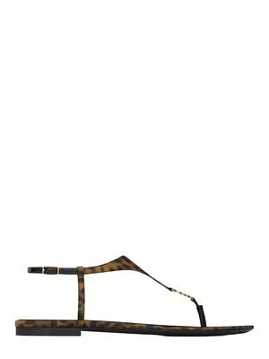 Saint Laurent Leopard Print Cassandra Sandals - Brown