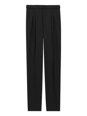 Saint Laurent Wool Pleated Trousers - Black