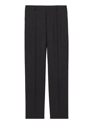 Saint Laurent Wool Stripe Slim Trousers - Black