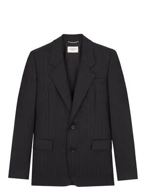 Saint Laurent Wool Chalk-stripe Blazer - Black