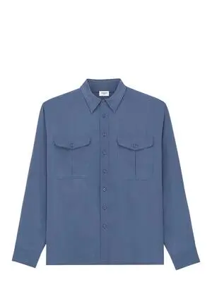 Saint Laurent Satin Double-pocket Shirt - Blue
