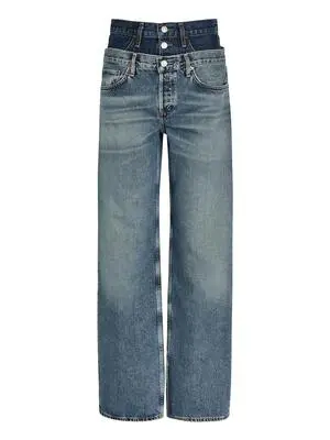 AGOLDE Elson Layered Straight-leg Jeans - Dark Blue