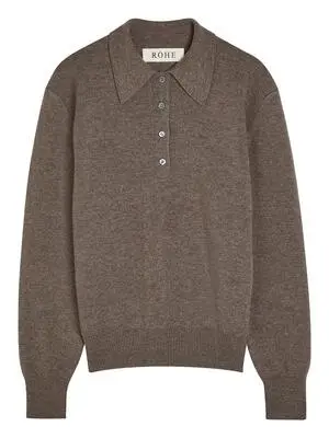RÓHE Compact Wool And Cashmere-blend Polo Top - Grey
