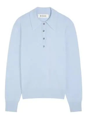 RÓHE Compact Wool And Cashmere-blend Polo Top - Light Blue