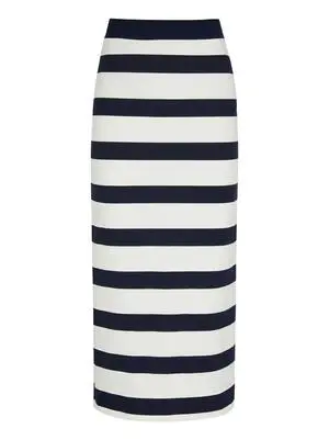 Max Mara Striped Knit Midi Skirt - Blue