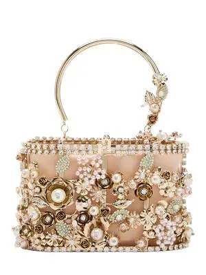 Rosantica Holli Bouquet Embellished Top Handle Bag - Gold