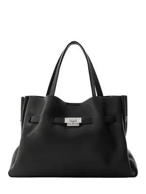 Dkny Bryar Large Grained Leather Satchel - Black