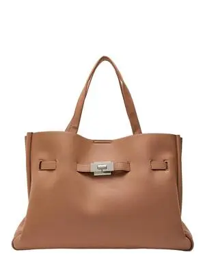 Dkny Bryar Large Grained Leather Satchel - Brown