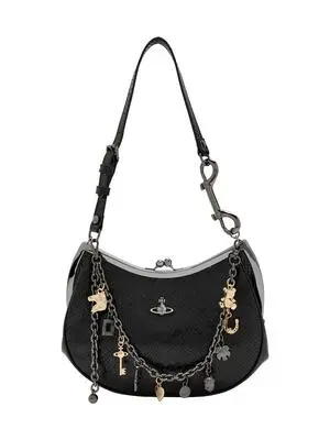 VIVIENNE WESTWOOD Charm Frame Python-effect Leather Shoulder Bag - Black