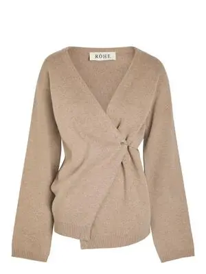 RÓHE Wool And Cashmere-blend Wrap Cardigan - Taupe