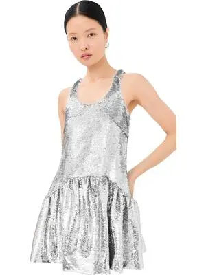 Simone Rocha Sequin Peplum Mini Dress - Silver
