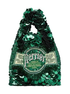 ANYA HINDMARCH Perrier Mini Embellished Satin Tote Bag - Green
