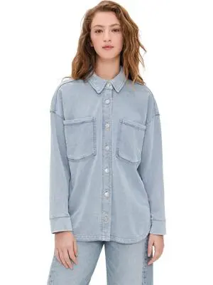 Z Supply All Day Knit Denim Shirt - Ocean Air Indigo