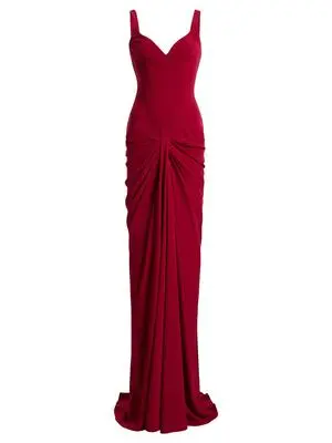 Zuhair Murad Heavy Cady Draped Long Dress - Red