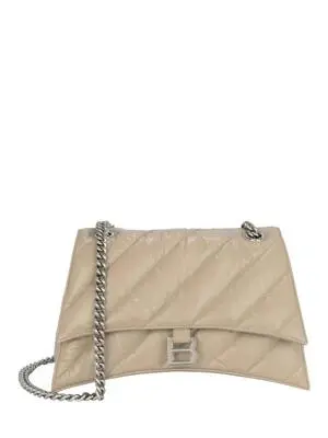 Balenciaga Crush Quilted Chain Shoulder Bag - Taupe