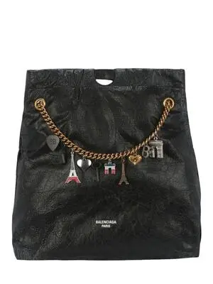Balenciaga Crush Leather Medium Tote - Black