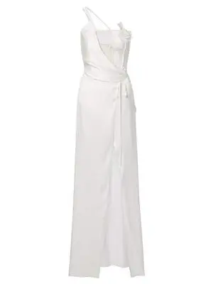 David Koma Floral-appliqué Gown - White