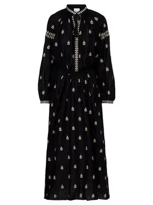 Isabel Marant Étoile Rodilia Embroidered Silk Maxi Dress - Black