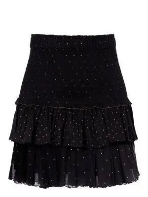 MARANT ETOILE Polka-dot Embroidered Cotton Miniskirt - Black