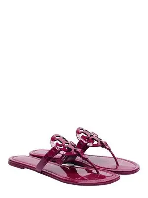 Tory Burch Miller Patent Leather Thong Sandals - Burgundy