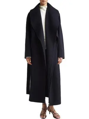 RÓHE Double Face Wool & Cashmere Wrap Coat - Navy