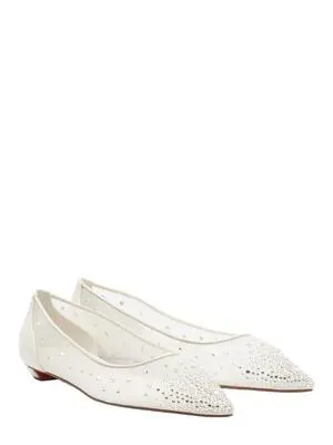 CHRISTIAN LOUBOUTIN Miss Z Degrastrassina Perla Mesh Flats - White