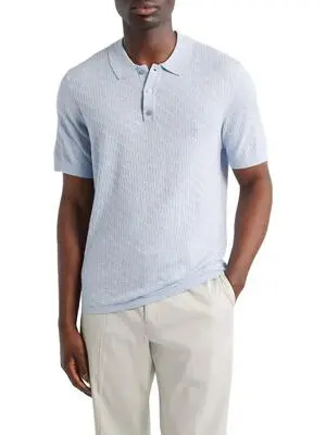 Robert Barakett Skelling Textured Polo Sweater - Pale Blue