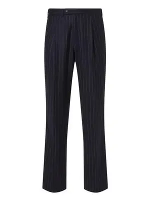 SAMAN AMEL Striped Wool Suit Pants - Blue