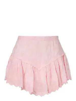 Isabel Marant Embroidered Cotton And Silk Shorts - Pink
