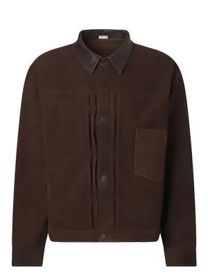 A.PRESSE Leather-trimmed Suede Jacket - Brown