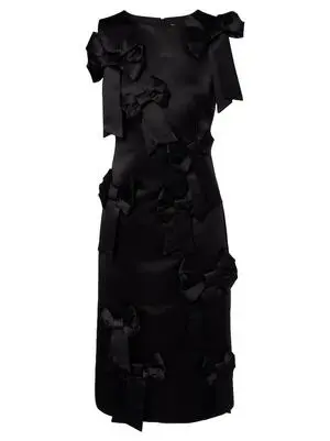 GANNI Bow-detail Satin Cocktail Dress - Black