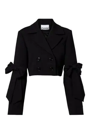 GANNI Double-breasted Cropped Blazer - Black