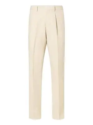 LARDINI Linen-blend Straight Leg Trousers - Beige