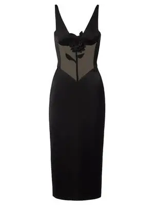 David Koma Floral-appliqué Satin And Taffeta Gown - Black