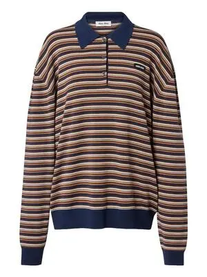 Miu Miu Striped Virgin Wool Polo Sweater - Multicoloured