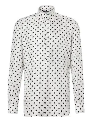 Dolce & Gabbana Polka-dot Silk Shirt - White