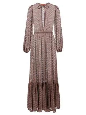 Missoni Open-knit Lamé Maxi Dress - Brown