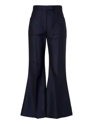 Valentino Garavani Wool And Mohair Flared Trousers - Blue