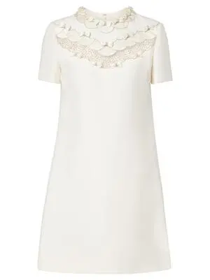 Valentino Garavani Crepe Couture Bow-detail Embellished Minidress - White