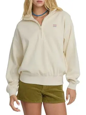 BILLABONG Classic Feels Half-zip Cotton Fleece Sweatshirt - White Cap