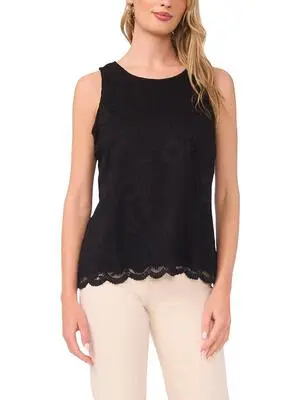 Vince Camuto Lace Sleeveless Top - Rich Black