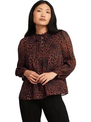 HOBBS LONDON Carolina Leopard Blouse - Black Copper