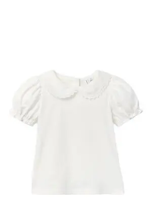 Janie And Jack Collared Puff Sleeve Top - White