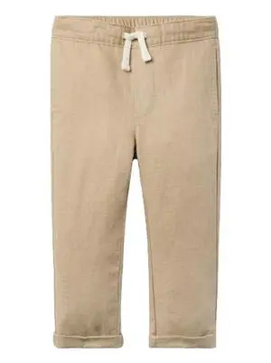 Janie And Jack Linen-cotton Cuffed Pant - Beige