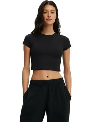 Cotton:on Active Ultra Soft Cropped Fitted T-shirt - Black